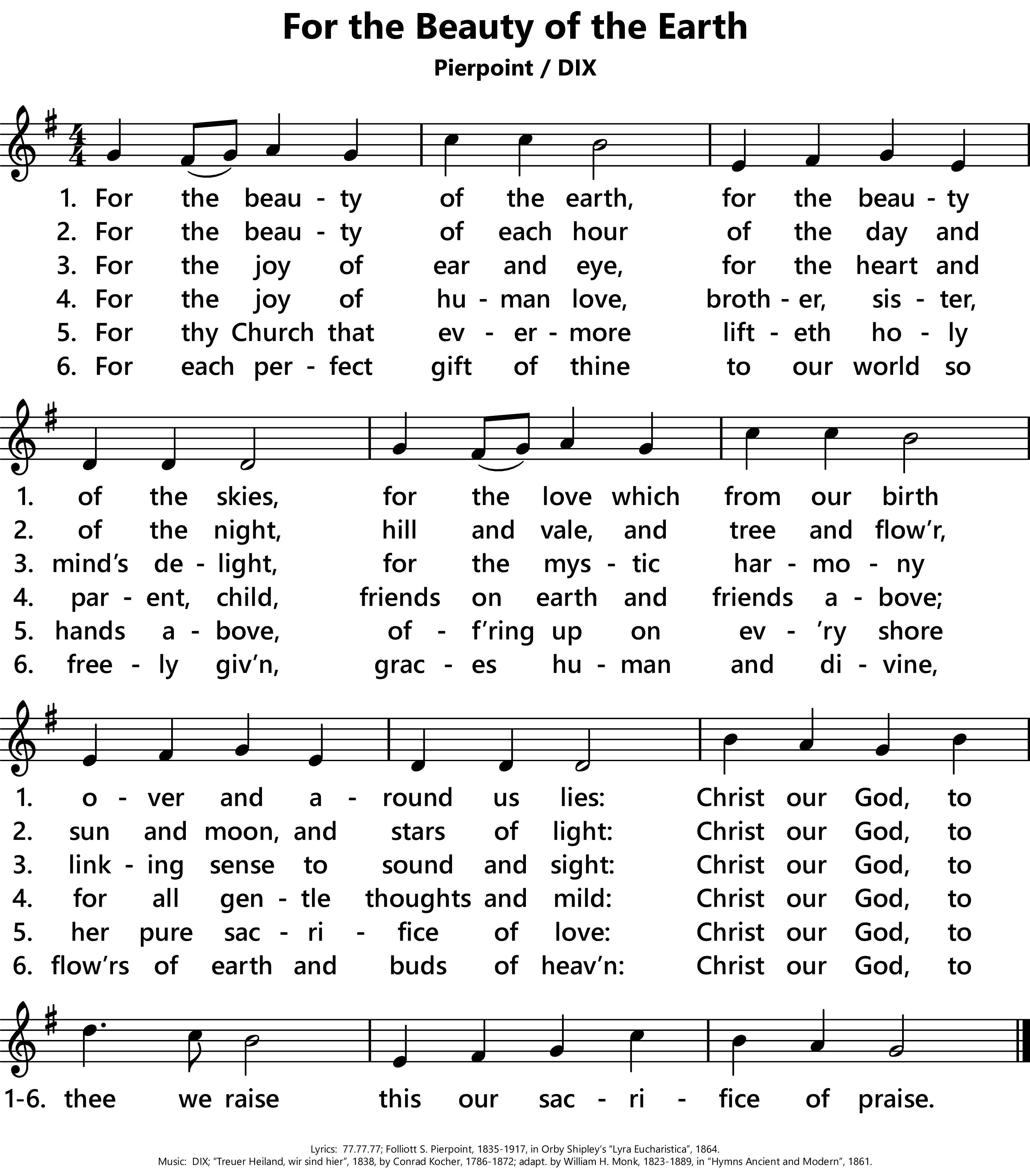 For the Beauty of the Earth [Folliott Pierpoint]